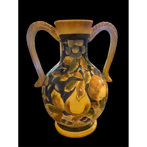 Accents | Tuscan Italy Pitcher Urn Vessel Grapes Leaves Fruit Hand ...